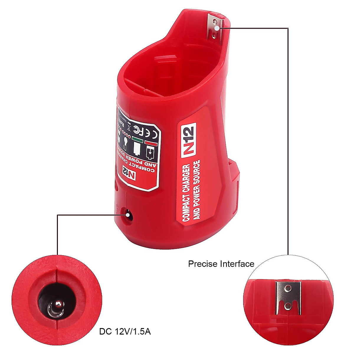 M-12 Battery Charger and USB Power Source Replace for Milwaukee M12 48-59-1201 49-24-2310 12V Compact Charger Compatible with M12 Heated Gear Heated Jacket 48-11-2420 48-11-2411 Lithium Batteries
