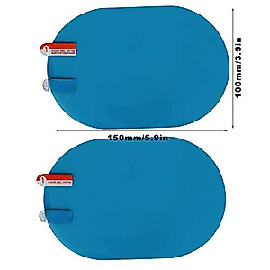 Qiilu 2 Pieces Car Rearview Mirror Film, Rainproof Waterproof Mirror Film Anti Fog Film Blind Spot Mirror for Car Rear View Mirrors Side Windows Oval 100 x 150mm