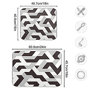 Modern Geometric Pattern Dish Drying Mat 16"x18" Absorbent Machine Washable Hanging Fast Dry Pad Dish Protective Mat for Kitchen Countertop Heat Resistant Dinner Table Mat