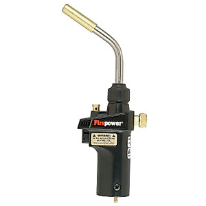 FIREPOWER 0387-0465 AirFuel SMP-41 Auto Igniting Hand Torch for Brazing, Heating, Soldering, Propane, MAP/Pro, Trigger Lock-on Button, Uses 14.1oz or 16oz Disposable Tan