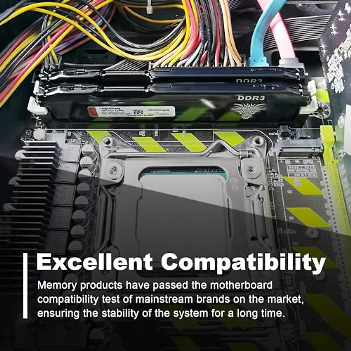 Yongxinsheng 16GB (8GBx2) DDR3 1866MHz (PC3 14900) CL13 Desktop Memory 240Pins 1.5V Non-ECC Unbuffered Ddr3 UDIMM RAM - Black