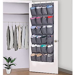 MISSLO Sturdy Fabric Hanging Shoe Organizer Over the Door Shoe Rack 24 Large Pockets Closet Holder Hanger Storage with 4 Metal Hooks for Men Sneakers Women High Heels Slippers