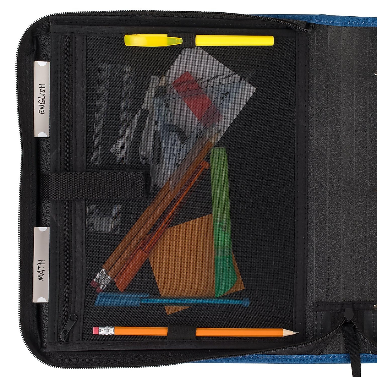 Five Star Zipper Binder, 1-1/2 Inch 3-Ring Binder for School, 3 Pocket Expanding File, 500 Sheet Capacity, Blue (72202)