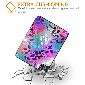 Hi Space for iPad Pro 11 inch Case 2022 2021 2020 2018 4th 3rd 2nd 1st Generation with Pencil Holder, Frosted Colorful Leaf Trifold Stand Protective Shockproof Cover Auto Sleep Wake