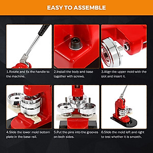 BEAMNOVA Button Maker Machine DIY Round Pin Maker Kit, 58mm / 2.28 in (about 2-1/4 Inch) Badge Press Machine with 1000 Button Blanks Parts Supplies