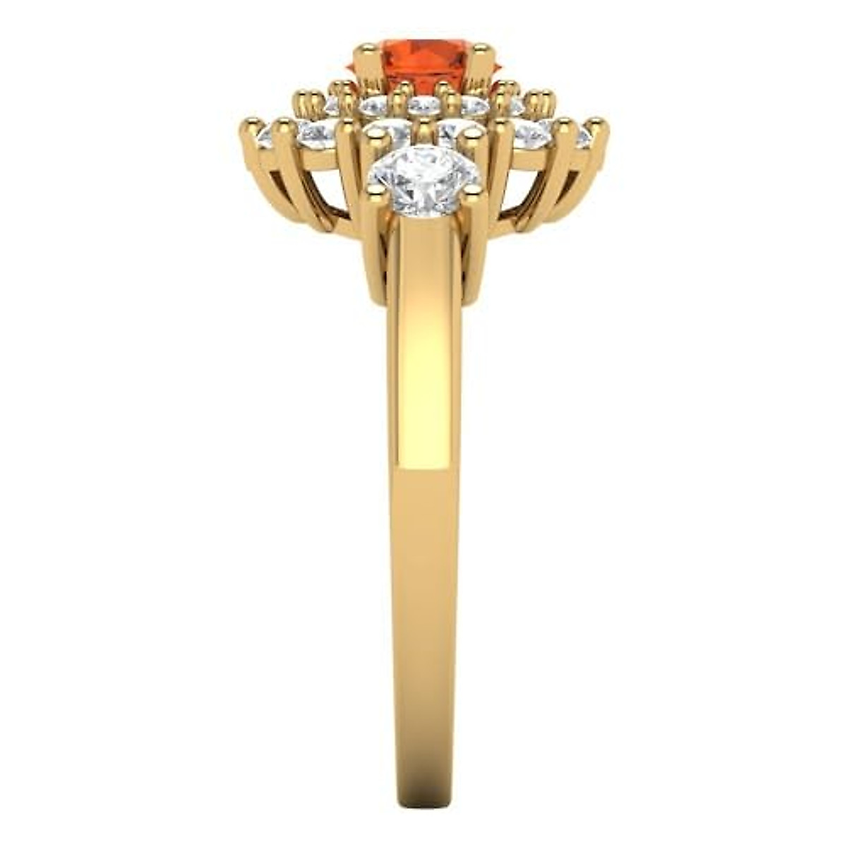 Clara Pucci 1.12 ct Round Cut Halo Solitaire Genuine Red Simulated Diamond Engagement Promise Anniversary Bridal Ring 18K Yellow Gold 3.5
