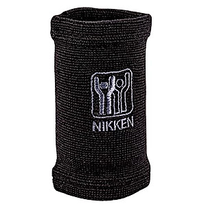 Nikken KenkoTherm® Wrist Wrap Medium 1825 Black - Thin Ceramic Reflective Fibers that reflects heat from your body to provide a gentle warming effect for tired or tight muscles Weightlifting , Boxing - Support Wrap - Compression, Support