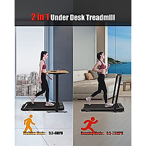 Under Desk Treadmill, 2 in 1 Foliding Treadmill, Walking Machine, Portable 2.5HP Electric Treadmill, Walking Pad, FoldableTreadmill Compact Electric Running Jogging for Home Office