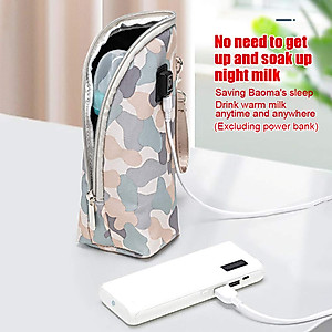 Portable Bottle Warmer, Milk Drink Heat Keeper USB Baby Bottle Warmer for Car Travel Indoor Outdoor Infant Bottle Thermostat 3 Gear Keep Warm(Camouflage)
