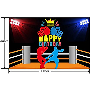 Boxing Happy Birthday Banner Backdrop Supplies Boxing Match Sports Wrestle Fitness Boxing Glove Theme Decorations Photo Booth Props Decor for Home Gym Boy Man 1st Birthday Party Favors Kit Background