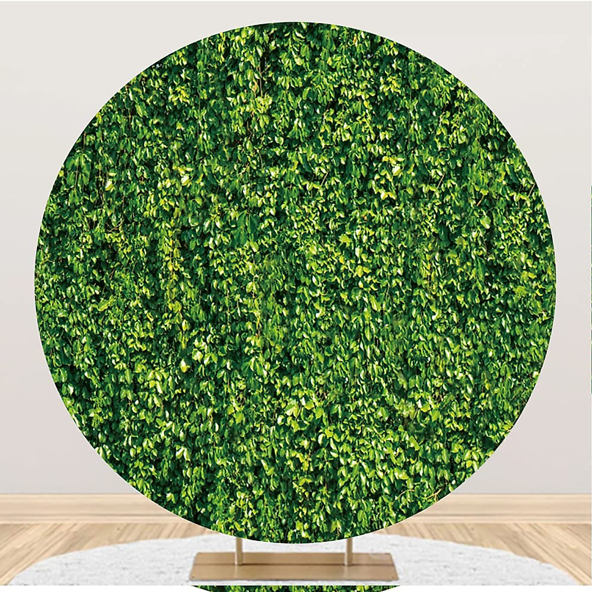 Leowefowa Vibrant Green Leaves Round Backdrop Cover 7ft Greenery Grass Backdrop Wall Circle Backdrop Stand Cover Spring Nature Child Baby Adult Birthday Baby Shower Bridal Shower Wedding Party Decor