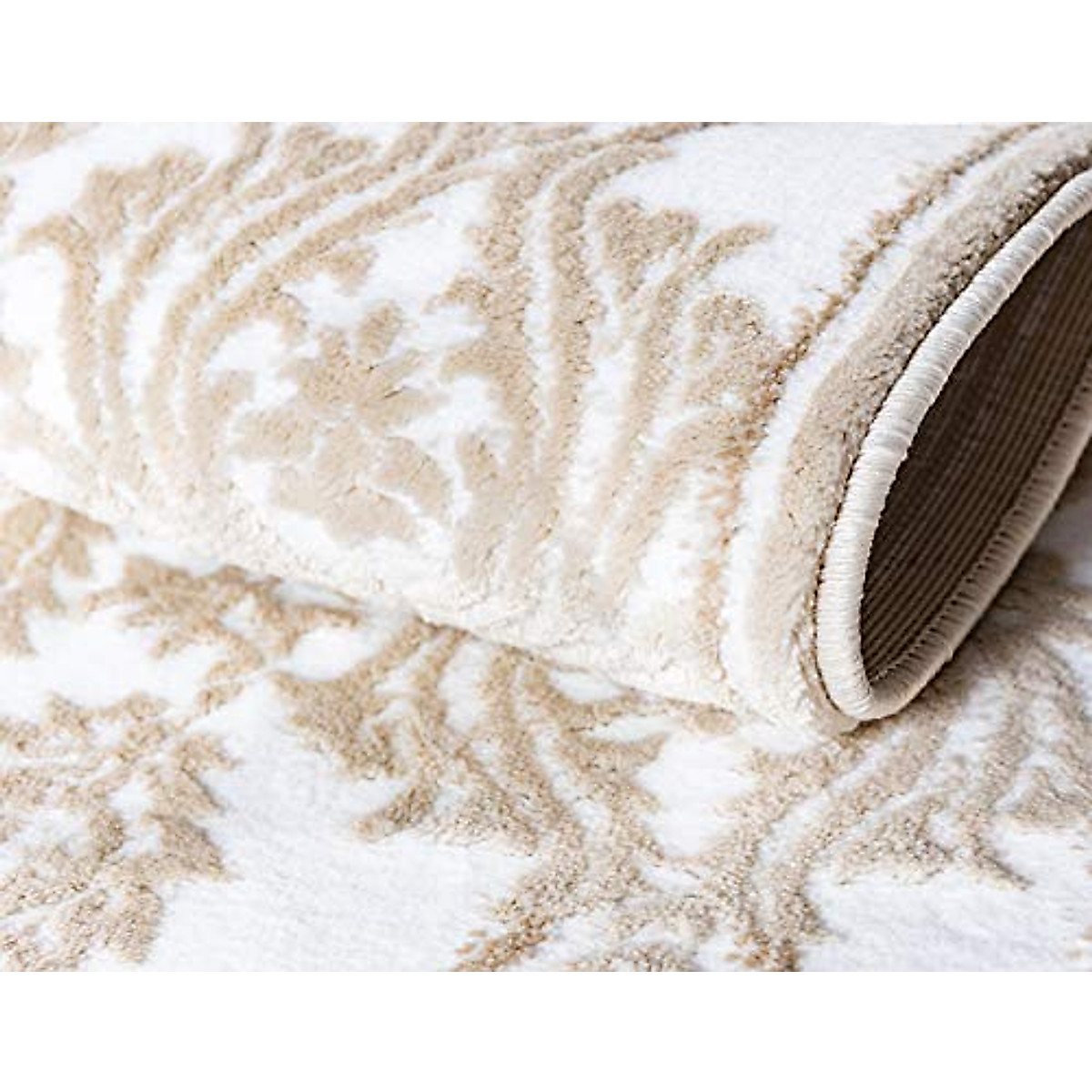 Unique Loom Rushmore Collection Area Rug - Taft (3' x 9' 10" Runner, Snow White/ Beige)