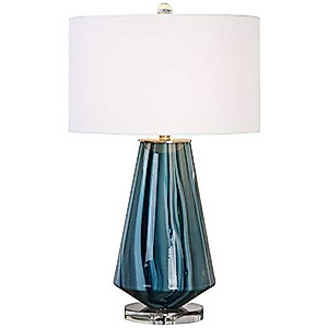 Uttermost Pescara Teal-Gray Glass Blue-Swirl Table Lamp