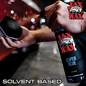 Jax Wax Super Blue Solvent - Commercial Grade Solvent Based Tire Dressing for Rubber, Plastic, and Vinyl, Tire Shine for Wet Looking Wheels – 16 Oz