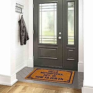 Hurdorak Doormat Hello Mothafucka, Hey, Hi, How Ya Dur'En Welcome Mats for Front Door Mat Non Slip Mats Indoor Decor Bathroom Mat Entrance Rug, 23.6 X 15.7 Inches, 6mm Thick