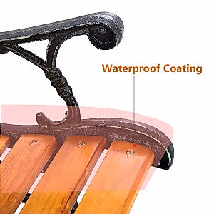 S AFSTAR Outdoor Garden Bench, Outside Porch Loveseat with Rose Cast Backrest & Stable Metal Legs, 2-3 Person Park Bench, Weather Proof Outdoor Bench for Patio Garden Backyard Poolside