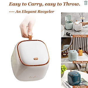 Aiabaleaft Mini Countertop Trash Can with 3 Rolls of Trash Bags, Waste Can with Press Type Lid, Desktop Trash Can Applicable for Bathroom Vanity,Coffee Table,Offices,Waste Basket (Light Green)