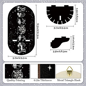 Queekay 3 Pieces Small Crystal Shelf Display Black Butterfly Crystal Shelf Magical Boho Hand Moon and Stars Shelf Witch Stuff Wooden Moon Phases Crystal Holder Stand with 3 Pieces Crystals Stone