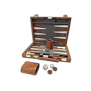 CHH 18" Brown and White Backgammon Set