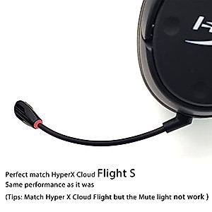 Detachable Microphone Mic Fits for Kingston HyperX Cloud Flight S/Flight for PS4 PS4 Pro Computer PC Gaming Headsets Noise Cancelling Replacement Mic 3.5mm Jack,with LED Mute Indicator