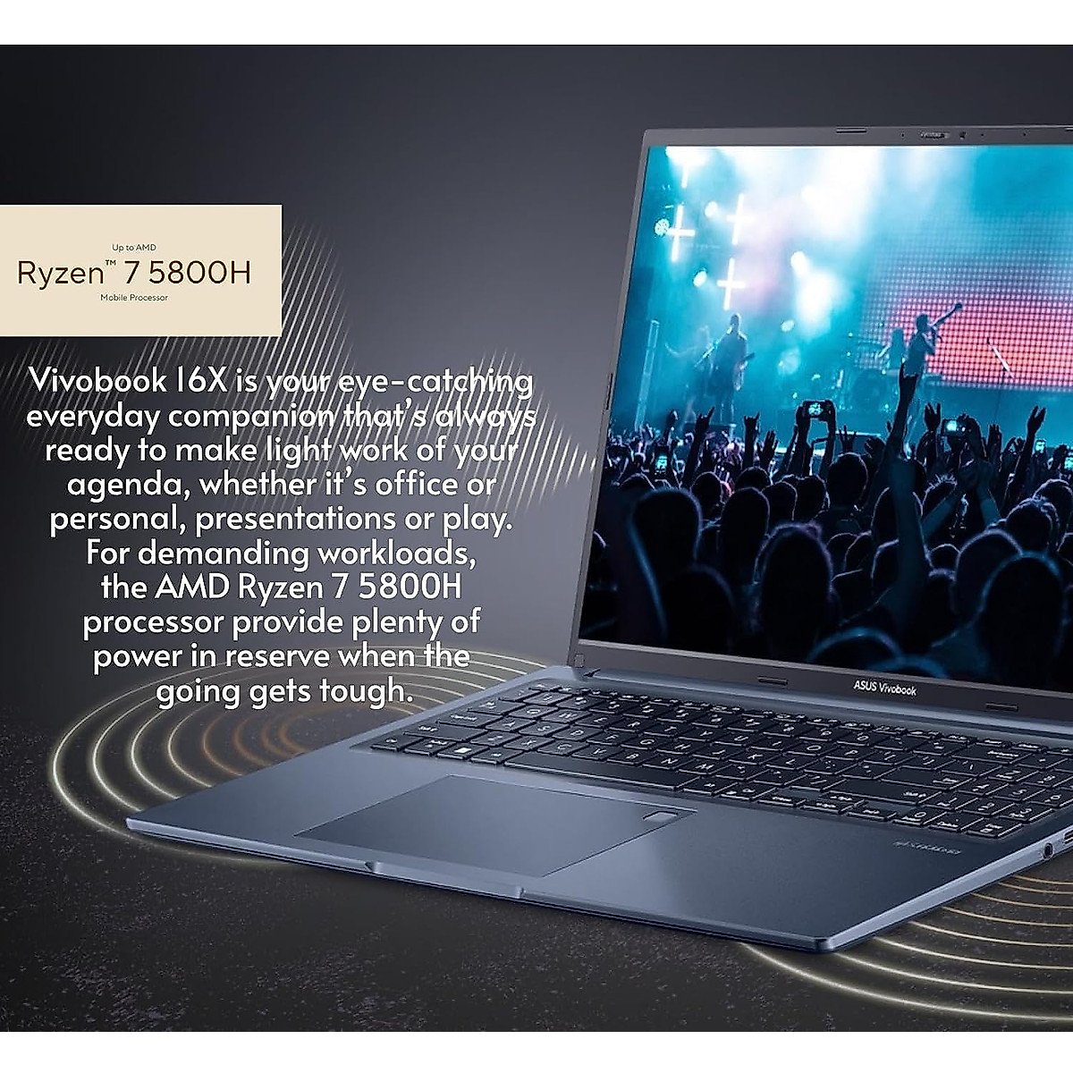 ASUS 2023 Newest Vivobook Laptop, 16" HD Display, AMD Ryzen 7 5800HS(Beat i7-1195G7), 12GB RAM, 512GB SSD, AMD Radeon Graphics, WiFi 6, Chiclet Keyboard, USB-A&C, Windows 11 Home, Bundle with JAWFOAL