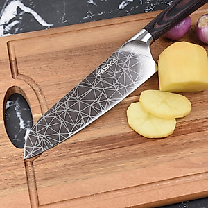 FASAKA 8 inch Santoku Knife, Japanese Chef Knife, Professional Knife for Kitchen, German High Carbon Stainless Steel Full Tang Handle Sharp Durable Kitchen Knife Ideal for Housewarming Gift