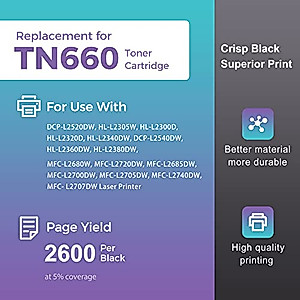 TN660 MYCARTRIDGE Compatible Toner Cartridge Replacement for Brother TN-660 TN660 TN-630 TN630 to use with HL-L2380DW HL-l2300d HL- L2340DW HL-L2320D MFC-L2700DW MFC-L2740DW Printer (2-Black) TN660