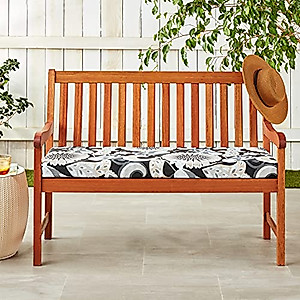 Pillow Perfect Floral Indoor/Outdoor Sofa Setee Bench Swing Cushion with Ties, Weather, and Fade Resistant, 18" x 45", Black/White Sophia, 1 Count