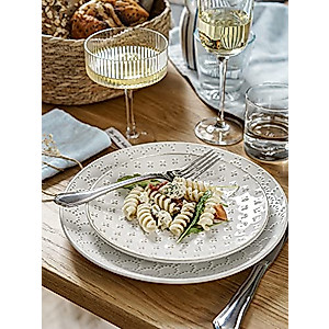 LE TAUCI Salad Plates 8 Inch,Cute Plates Set for Dessert,Appetizer and Small Dinner,Embossment Porcelain Dish,House-warming and Wedding Gift, Set of 4, Arctic White