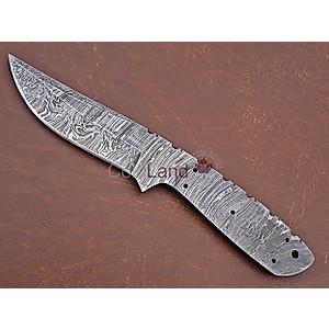 ColdLand 9.25" Damascus Steel Knife Blade Blank with Bolster - Hand Forged Knife Blanks Full Tang Ideal for Knife Making Supplies, Hunting, Fishing, Camping, Outdoor Sports NB24