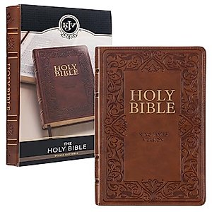KJV Holy Bible, Standard Size Faux Leather Red Letter Edition Thumb Index & Ribbon Marker, King James Version, Medium Brown