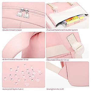 Caoroky knight Laptop Backpacks 15.6 Inch Cute School Bag Elementary Middle High School College Backpack Anti Theft Travel Daypack Large Bookbag for Teens Girls Women Students - Pink