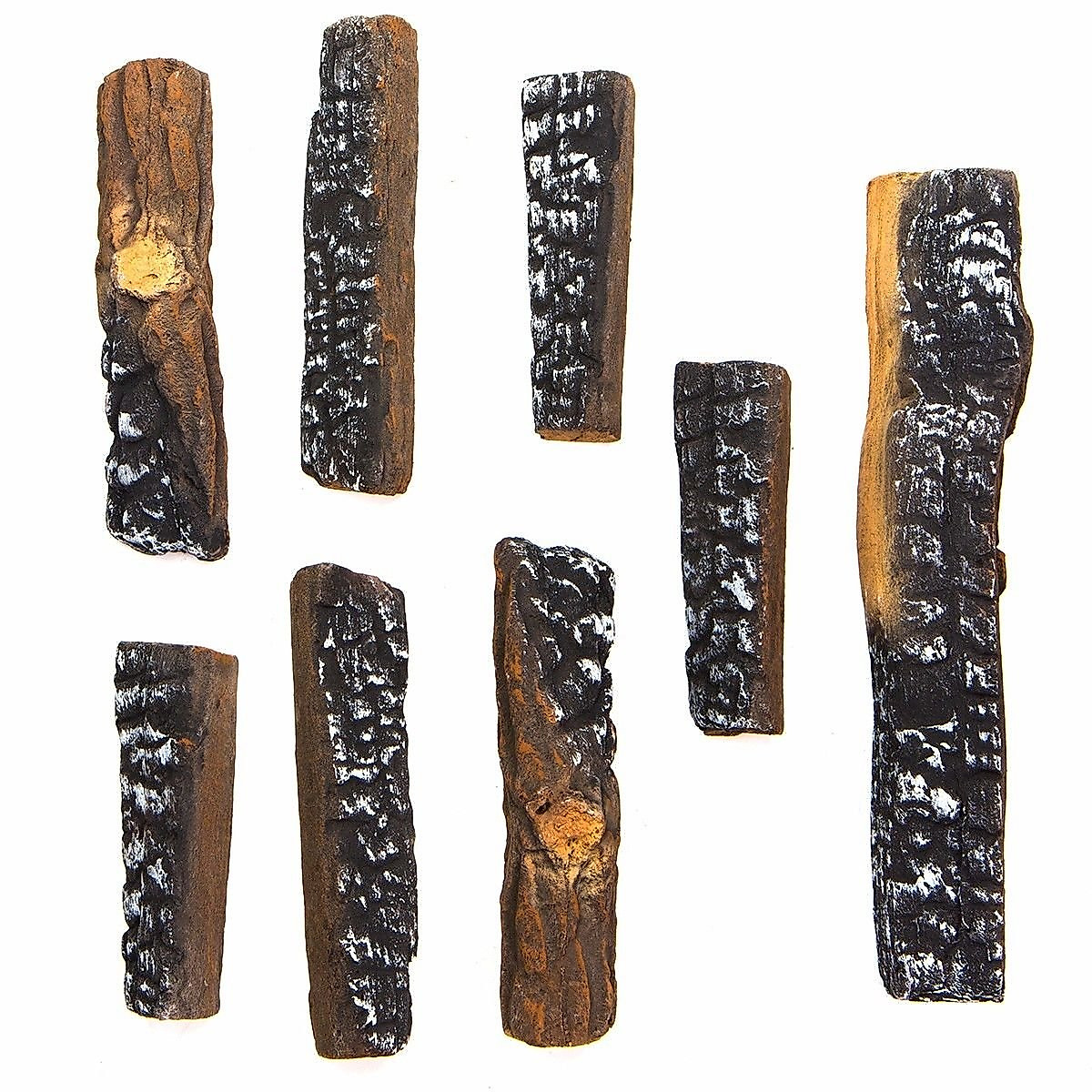 Barton 10PCS Ceramic Fireplace Logs Fake Logs Stackable Wood Logs for Firebowl, Firetable, Fire Pits, Propane, Gas Inserts, Ethanol (10-Pieces)