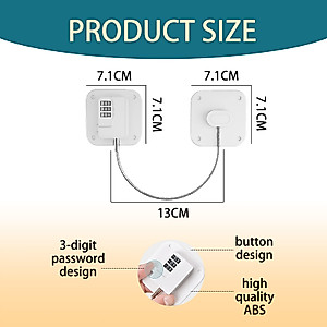 Fridge Lock Combination Ensure Child Safety Refrigerator Locks Universal Fridge Cabinet and Freezer Lock Strong Adhesive for Extra Security Compatible with Any Refrigerator Door White