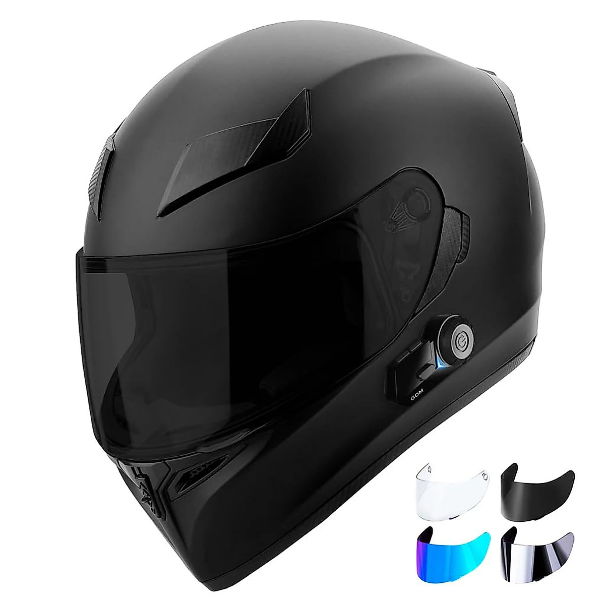 Bluetooth Motorcycle Helmet, Black (X-Large)
