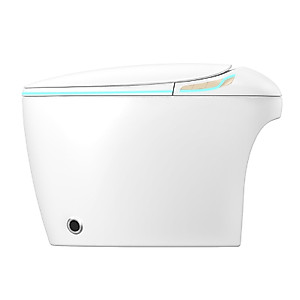 yifaeux Smart Bidet Toilet with Bidet Built in for Bathrooms, Toilet with Warm Water Sprayer & Dryer, Foot Sensor Operation, Heated Bidet Seat, Auto Smart Toilet with LCD Display White