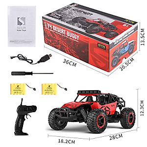 SZJJX Remote Control Car for Boys Girls, 20+ Km/h High Speed RC Trucks Car, 1:14 Scale Fast All Terrains Off Road Monster Crawler Vehicle Toy with Headlights 2 Batteries for Adults Kids 40 Min Play