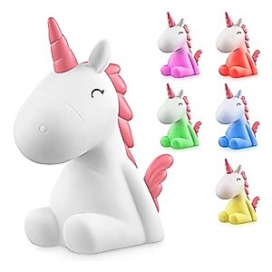 Sweet Ponies (5.4" x 3.7" x 6.7"; 9.2 oz Unicorn Candy LED Light Cute Gifts for Girls, Boys, kids - Battery Operated (1.6 W) Table, Desk & Beside Cute Lamp Both Color Changing & Wraped in Gift Package