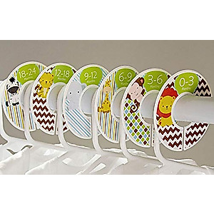 6 Safari Animals C180 Baby Boy Nursery Clothing Size Closet Dividers