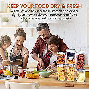 Cheer Collection Set of 14 Airtight Food Storage Containers, Pantry Organization and Storage Container Set, Kitchen Containers with Lids for Dry Foods, Flour and Sugar, Dry Erase Marker and Labels