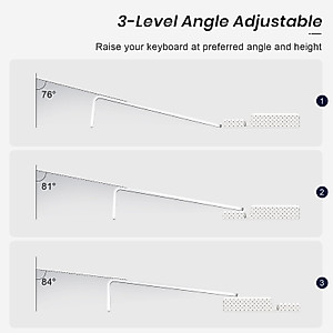 Acrylic Computer Keyboard Stand with Wrist Rest & Storage Tray - Yikola 3-Level Angle Adjustable Keyboard Riser for Desk Dry Erase Board Buddy, Ergonomic Tilted Keyboard Holder for Comfortable Typing