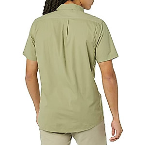 Goodthreads Men's Standard-Fit Short-Sleeve Stretch Poplin Shirt, Light Olive, X-Large
