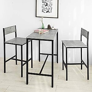 Haotian OGT03-HG, Bar Set-1 Bar Table and 2 Stools, 3 Pieces Home Kitchen Breakfast Bar Set Furniture Dining Set, 33.7 ”Height Table
