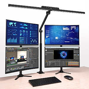 OOWOLF CRI 95 LED Task Lamp with Clamp, 24W Super Bright Desk Lamp, 168 Pcs SMD LED, Metal 32" Wide Lamp, Stepless Brightness Dimmable, Task LED Light for Home Office, Workbench, Architect, Eye-Caring