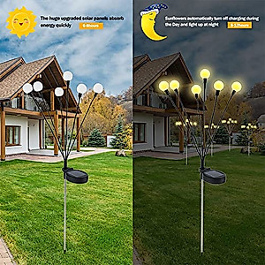colcutee 2 Pack Solar Garden Lights, Solar Outdoor Swaying Lights Ip65 Waterproof, 2 Lighting Modes Firefly Decorative Lights, for Landscaped Garden Access Patios (Warm White)