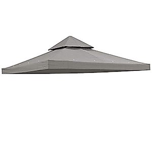 Yescom 8'x8' UV30+ Gazebo Canopy Replacement Top Cover Grey for Dual Tier Outdoor Patio Garden Tent Y0088T09