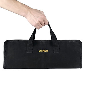 JOINDO Water Resistant Waxed Canvas Knife Bag with Durable Zipper, 5 Slots Professional Chef Knife Roll Bag with Handle, Heavy Duty Knives Pouch, 1 Pack