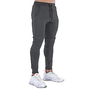 Wangdo Men's Slim Joggers Gym Workout Pants,Sport Training Tapered Sweatpants,Casual Athletics Joggers for Running (Dark Grey-XXL)