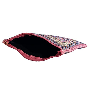 Unique Woman Coin Purse - Card Case - Floral Design - Fabric Oriental Rug (Pink)
