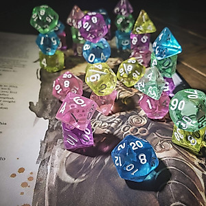 Bundle of Blessings - Piece DND Dice Set by D20 Collective - Dice for Table Top RPGs and Gaming - Boon Series (Aberration, Beast, Celestial, Faerie, Sea) - Transparent Acrylic D&D Dice Sets